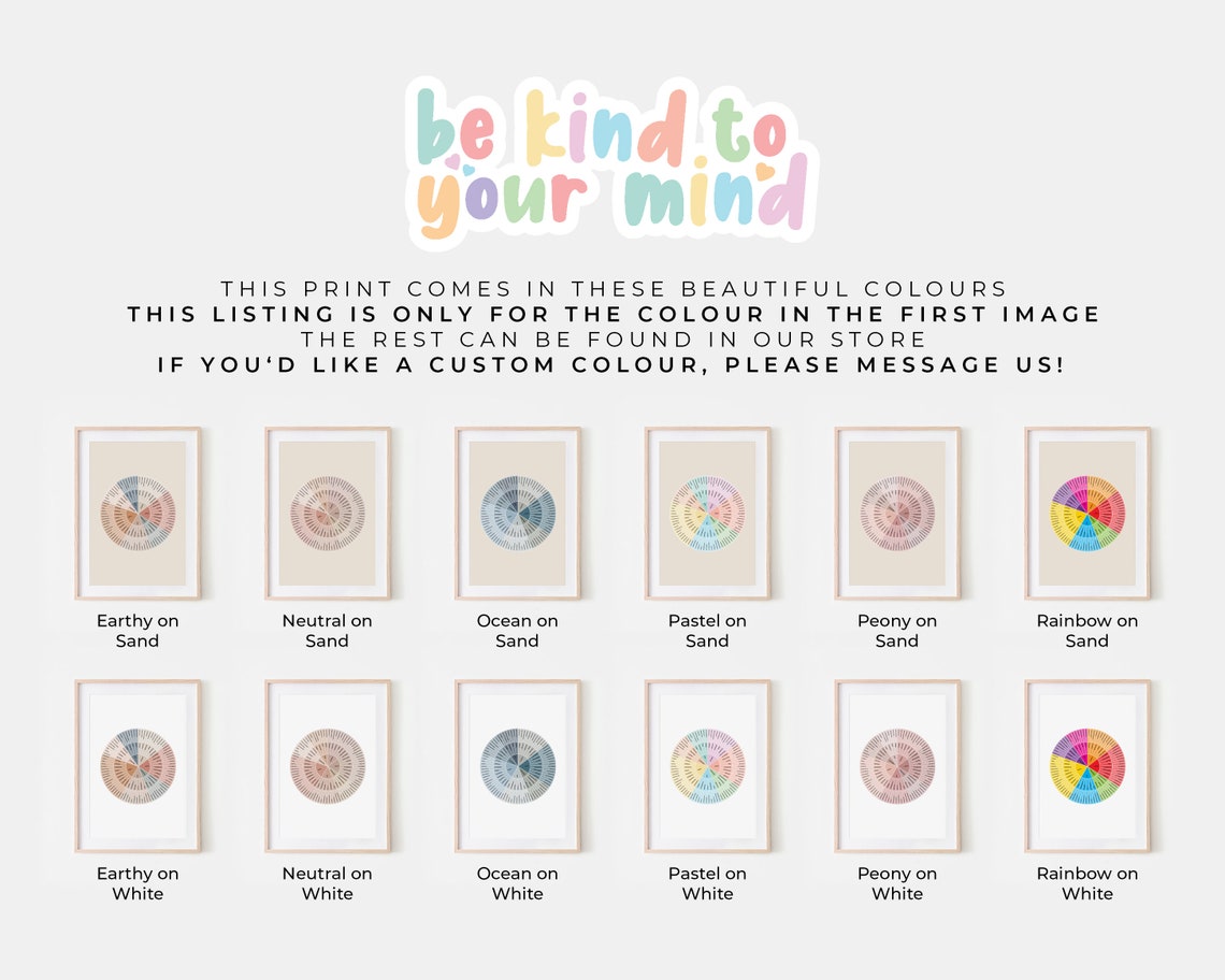Feelings Wheel / Emotion Wheel Rainbow & Black on White Printable Aid ...