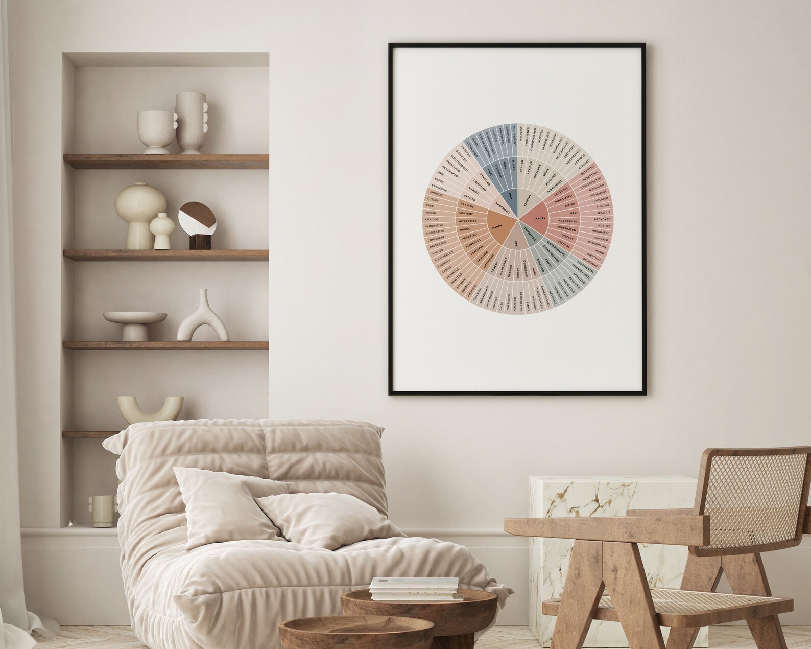 Feelings Wheel / Emotion Wheel | Earthy & Monochrome White | Printable ...
