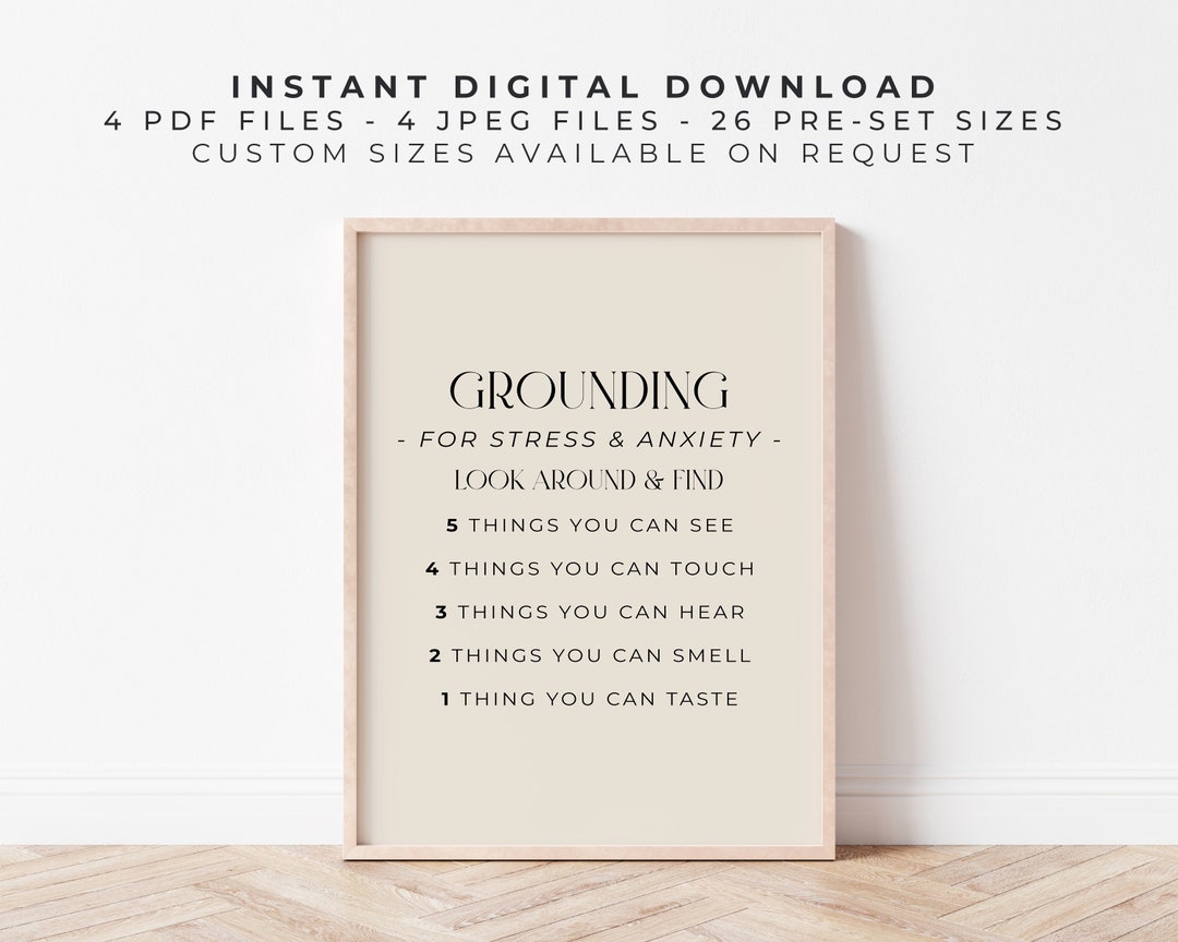 Grounding Technique | Sand Beige | Printable Mindfulness Poster for ...