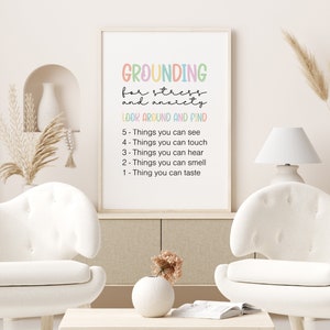 Grounding Technique Pastel Rainbow Printable Mindfulness Poster for ...