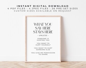 What You Say Here Stays Here | Sand Beige | Printable Confidentiality ...