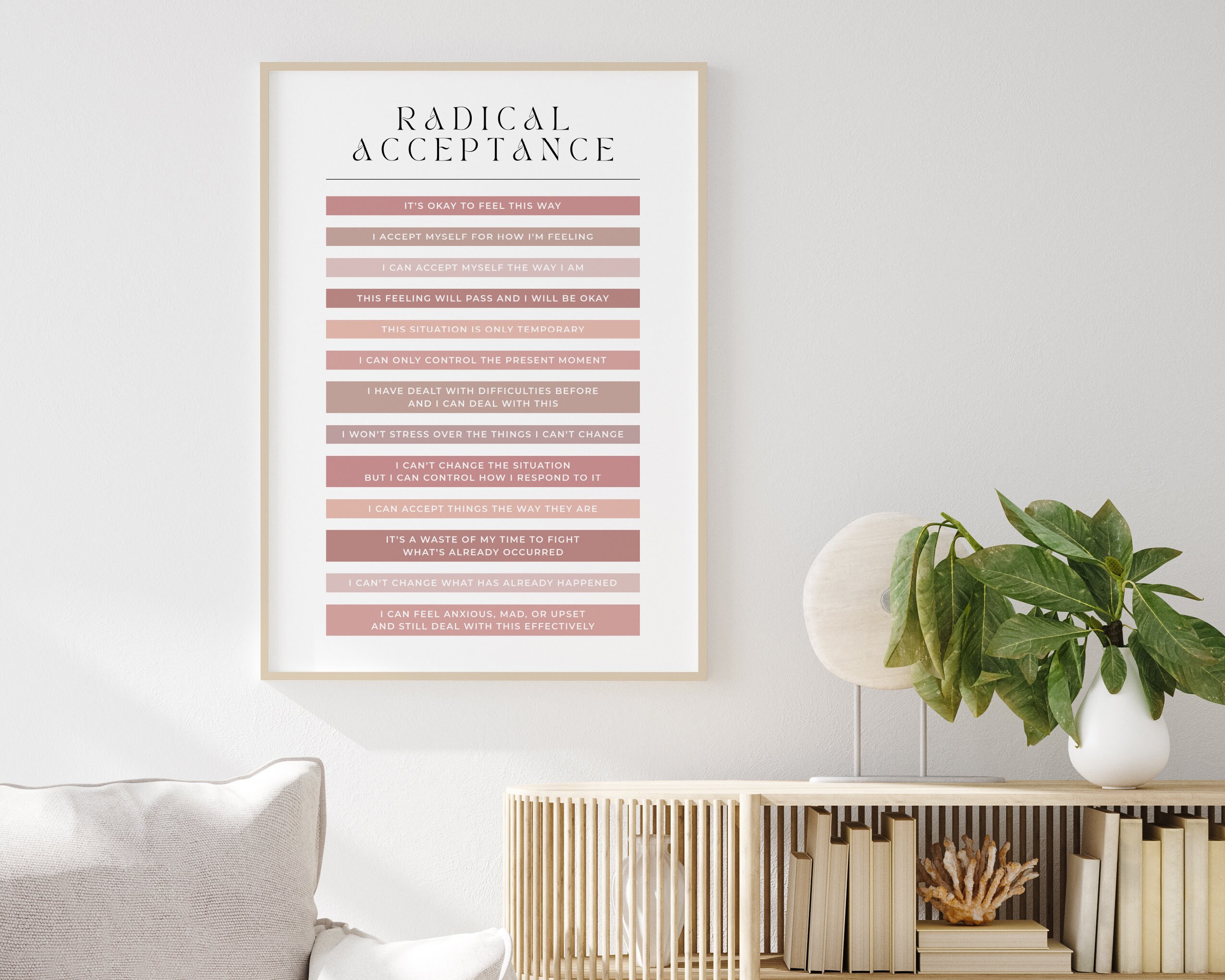 Radical Acceptance DBT Poster Peony Pink Printable Aid for Dialectical ...