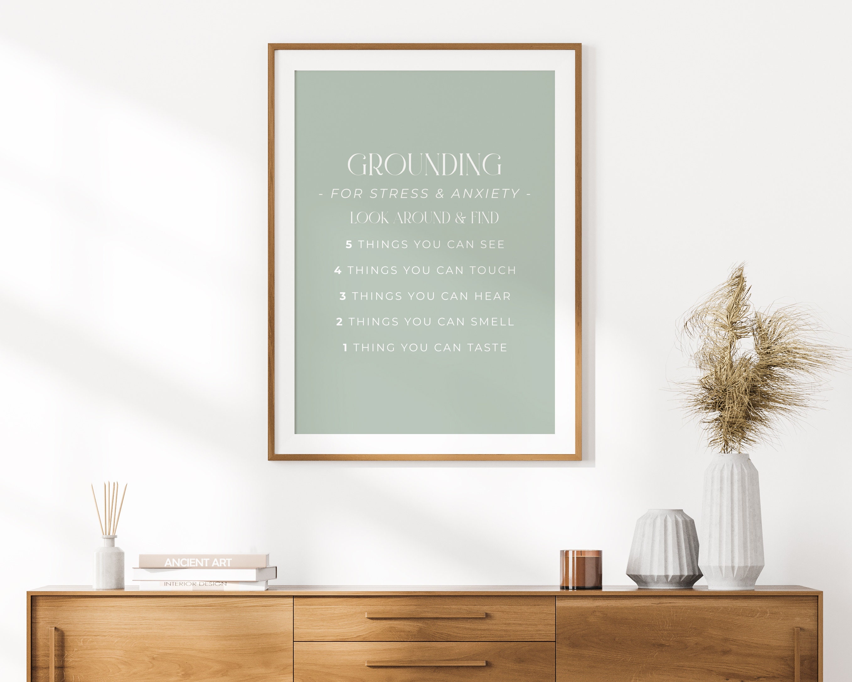 Grounding Technique Mist Green Printable Mindfulness Poster for Coping ...