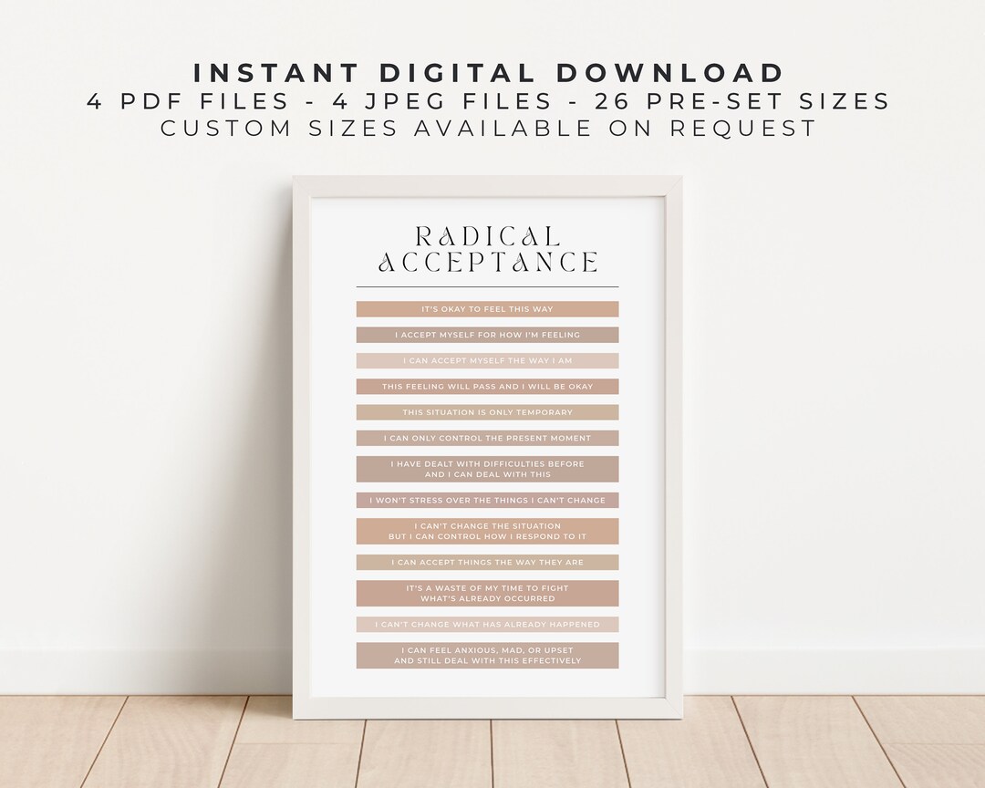 Radical Acceptance DBT Poster Neutral Beige Printable Aid for ...
