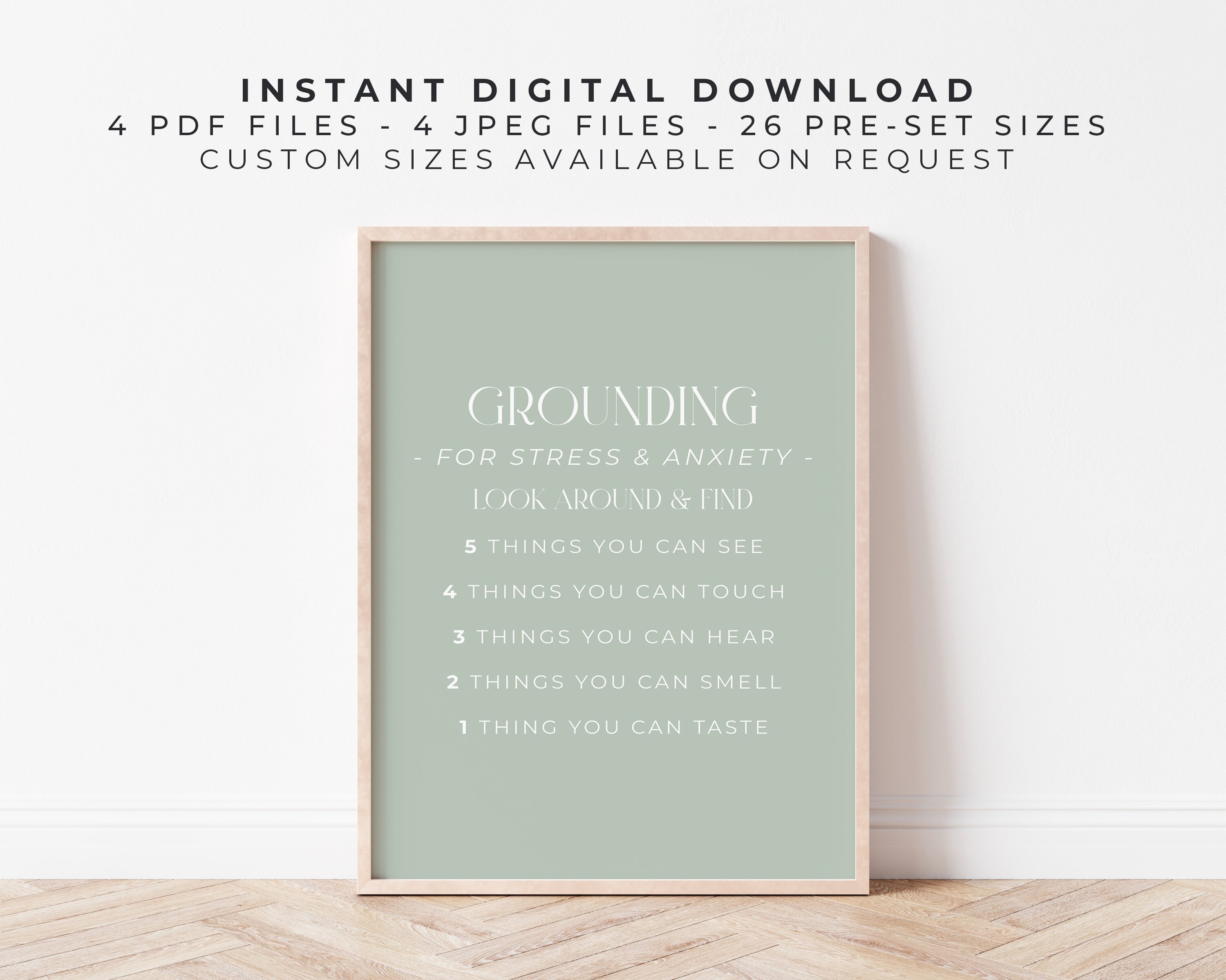 Grounding Technique Mist Green Printable Mindfulness Poster for Coping ...
