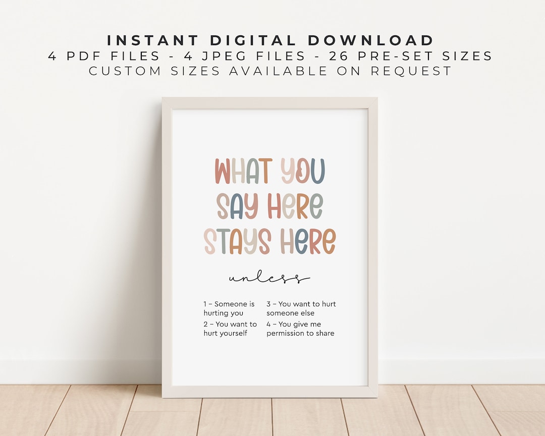 What You Say Here Stays Here Earthy Printable - Etsy