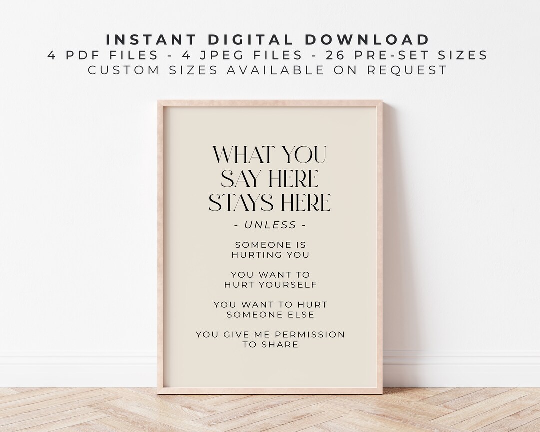 What You Say Here Stays Here | Sand Beige | Printable Confidentiality ...