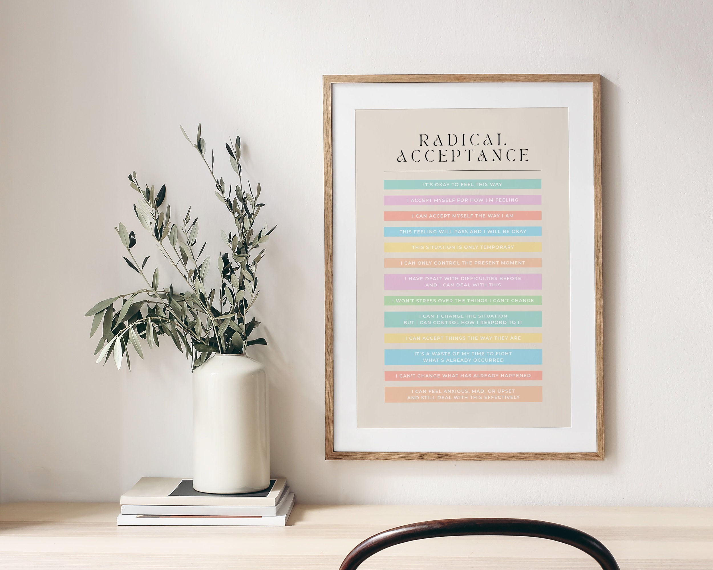 Radical Acceptance DBT Poster Pastel Rainbow Printable Aid for ...