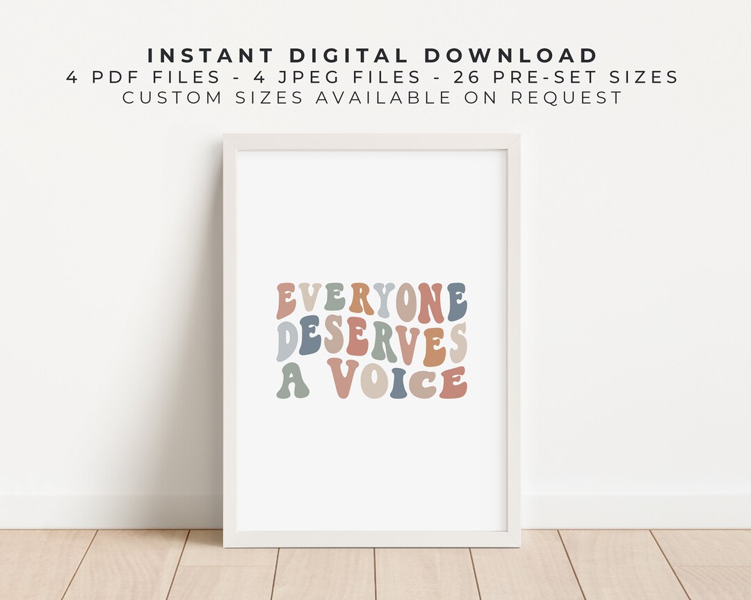 Everyone Deserves A Voice Earthy on White Affirmation Print for Speech ...