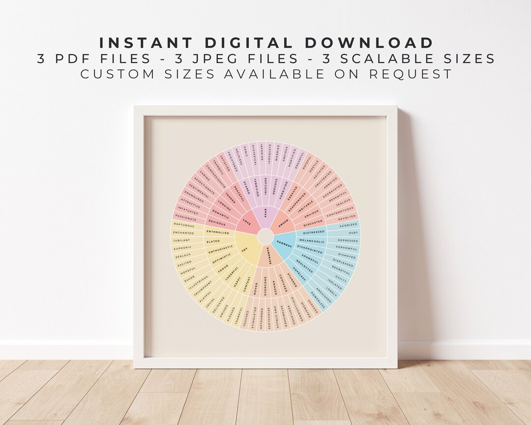 Feelings Wheel / Emotion Wheel Pastel & Monochrome on Sand Printable ...