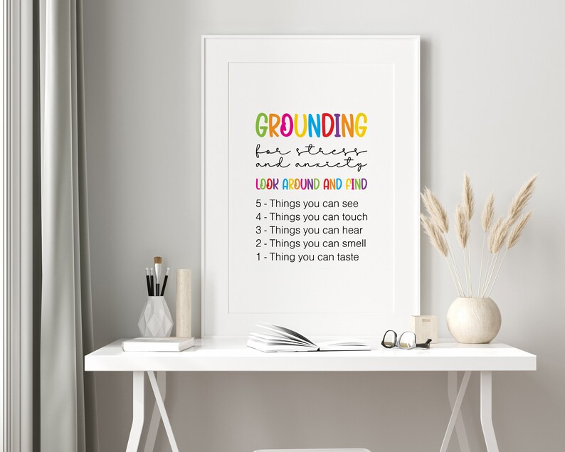 Grounding Technique Rainbow Printable Mindfulness Poster for Coping ...