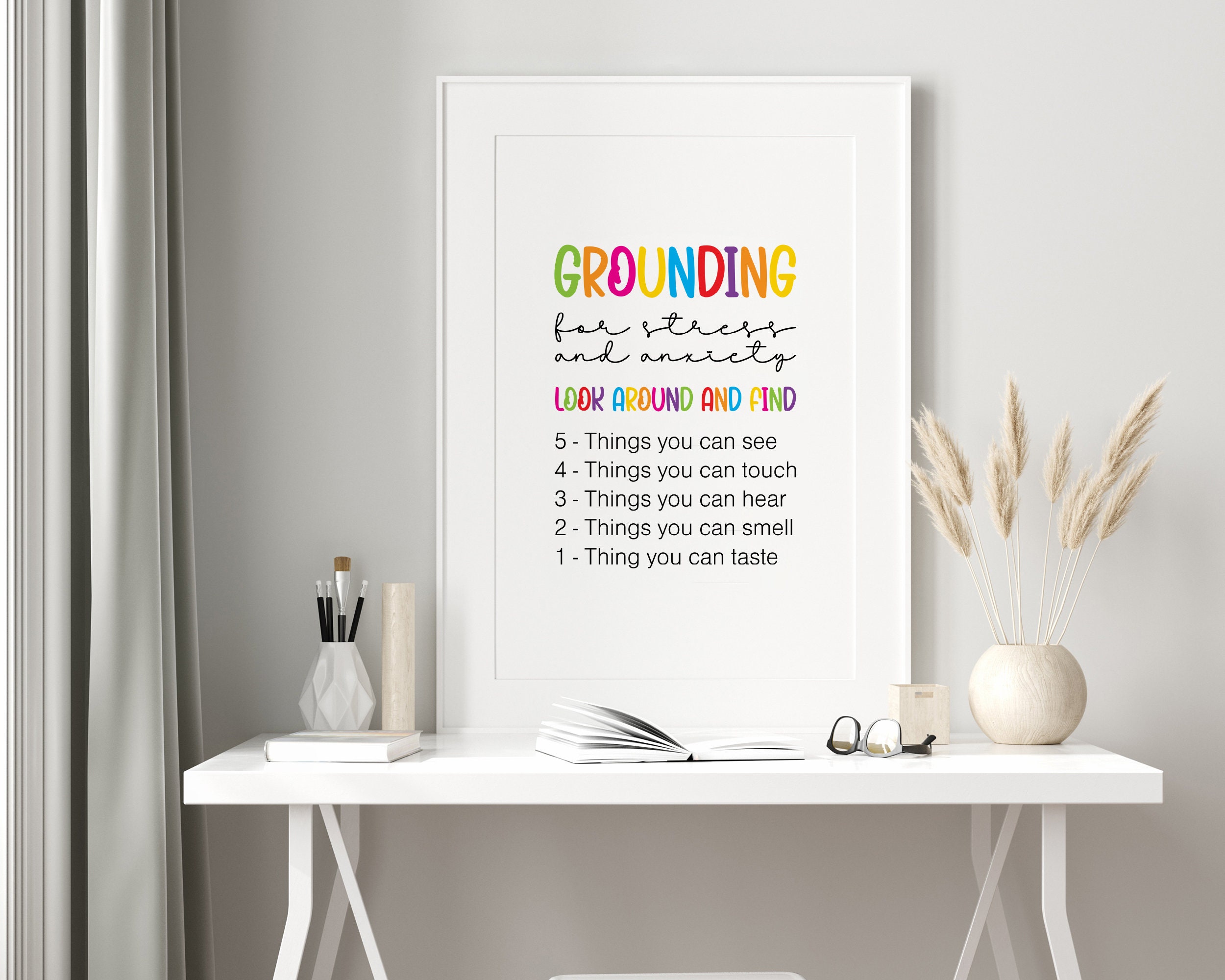 Grounding Technique Rainbow Printable Mindfulness Poster for Coping ...