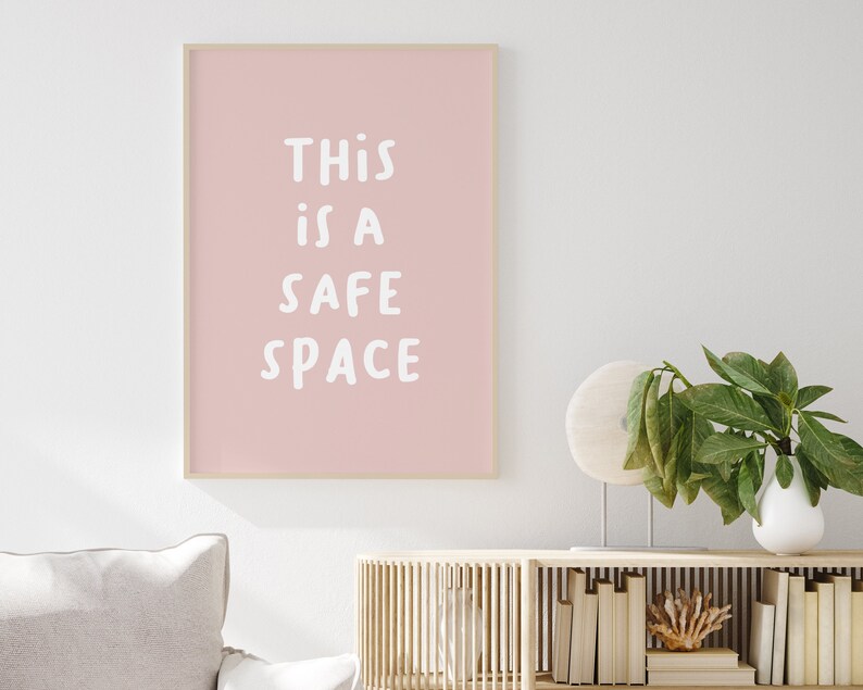 This is a Safe Space Blush Pink Printable Confidentiality Poster Sign ...