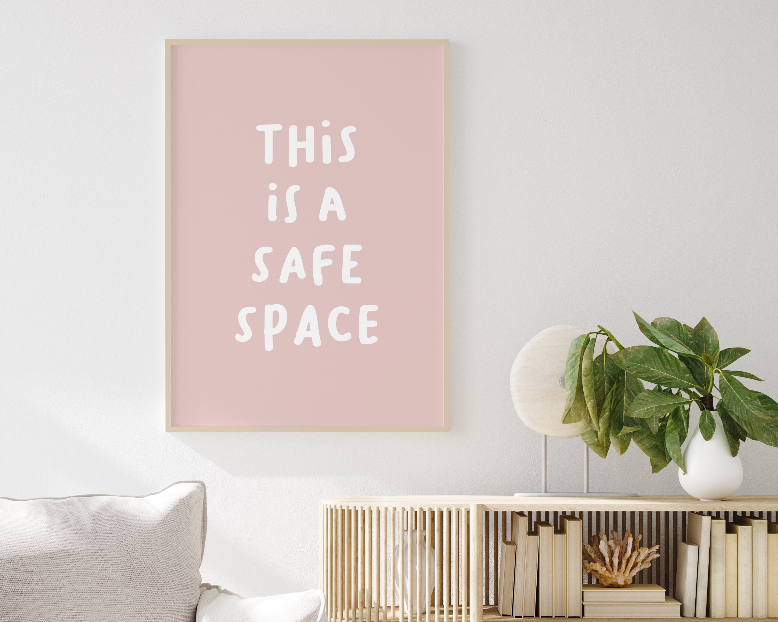 This is a Safe Space Blush Pink Printable Confidentiality Poster Sign ...