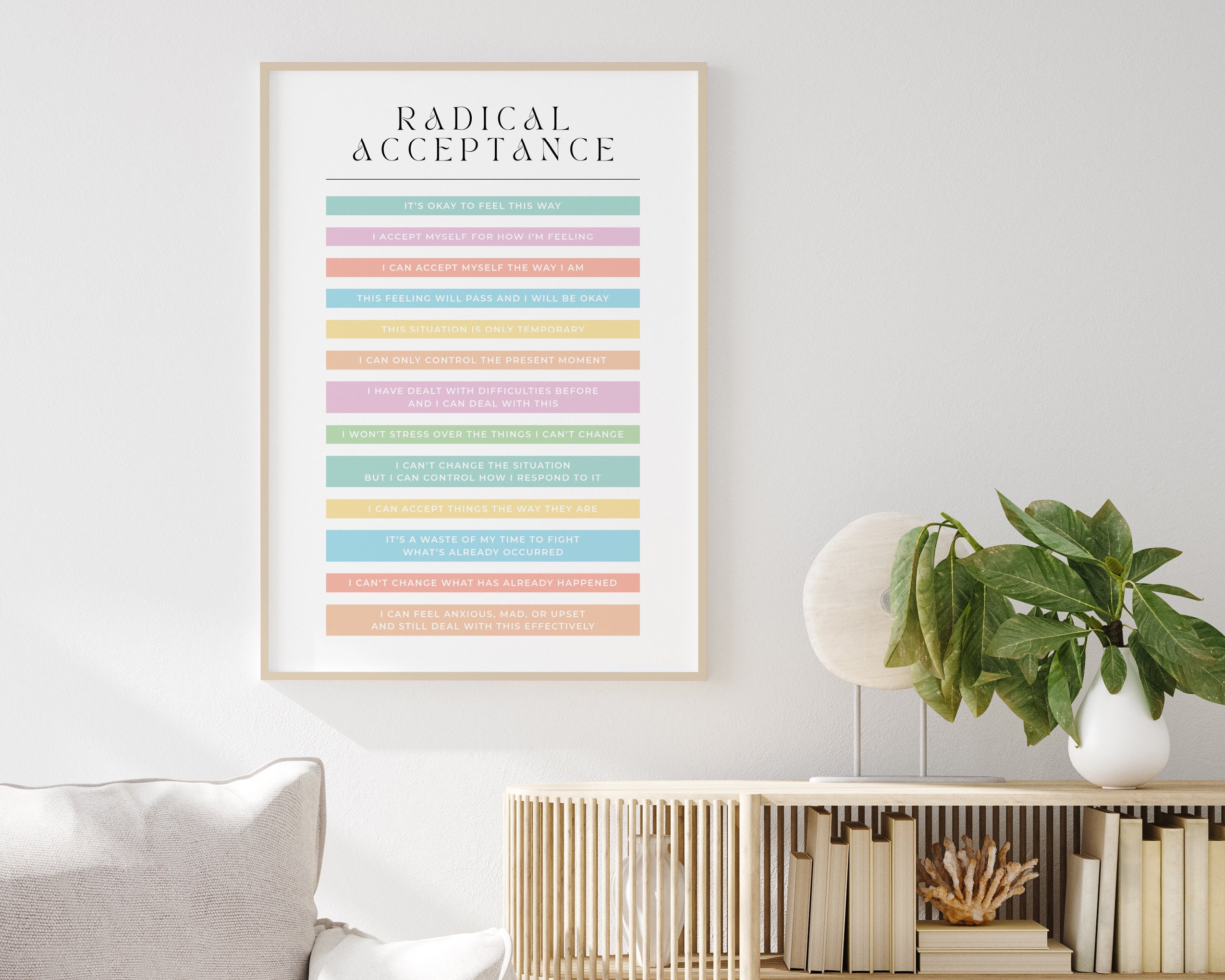 Radical Acceptance DBT Poster Pastel Rainbow Printable Aid for ...