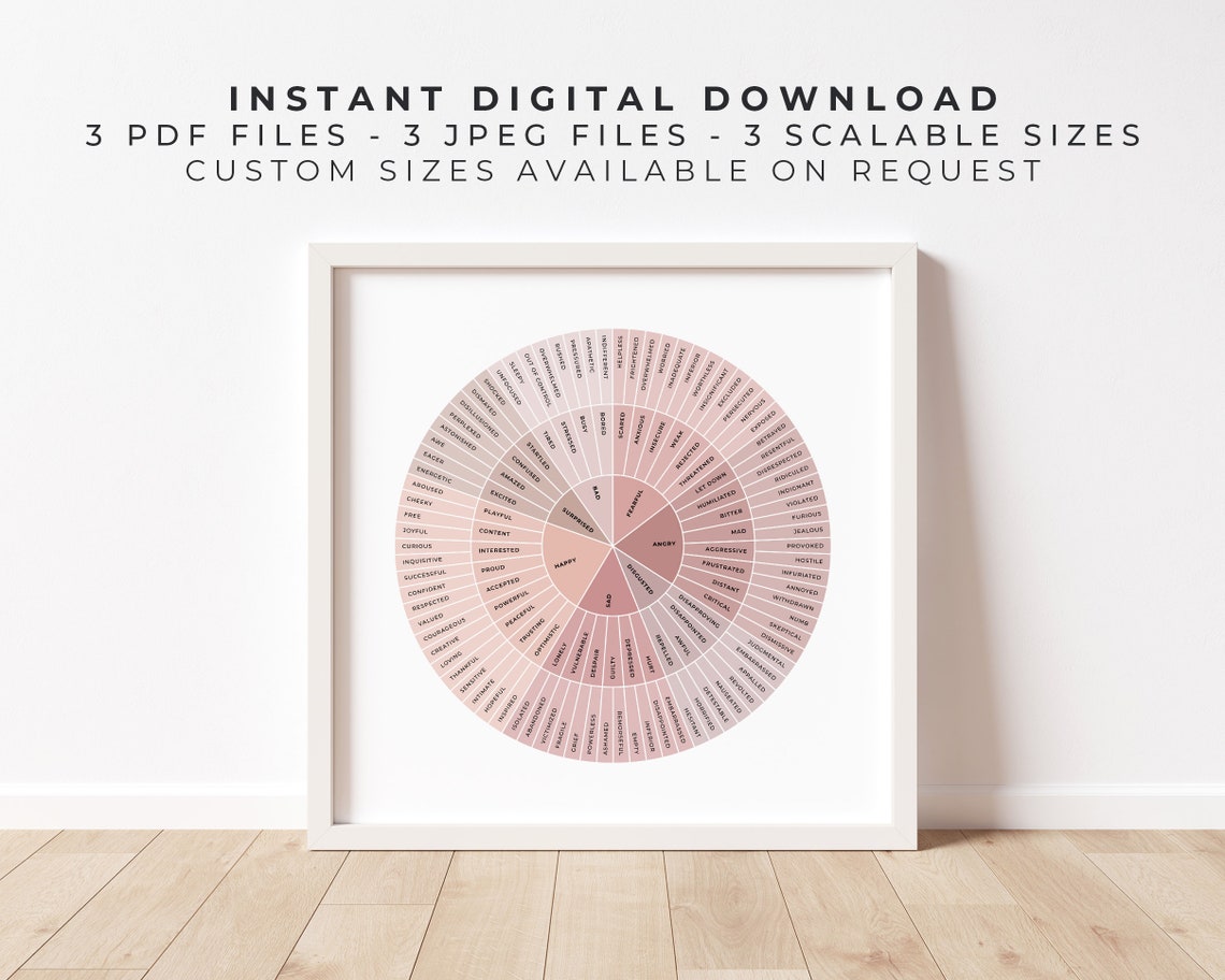 Feelings Wheel / Emotion Wheel Peony Pink & Monochrome on - Etsy