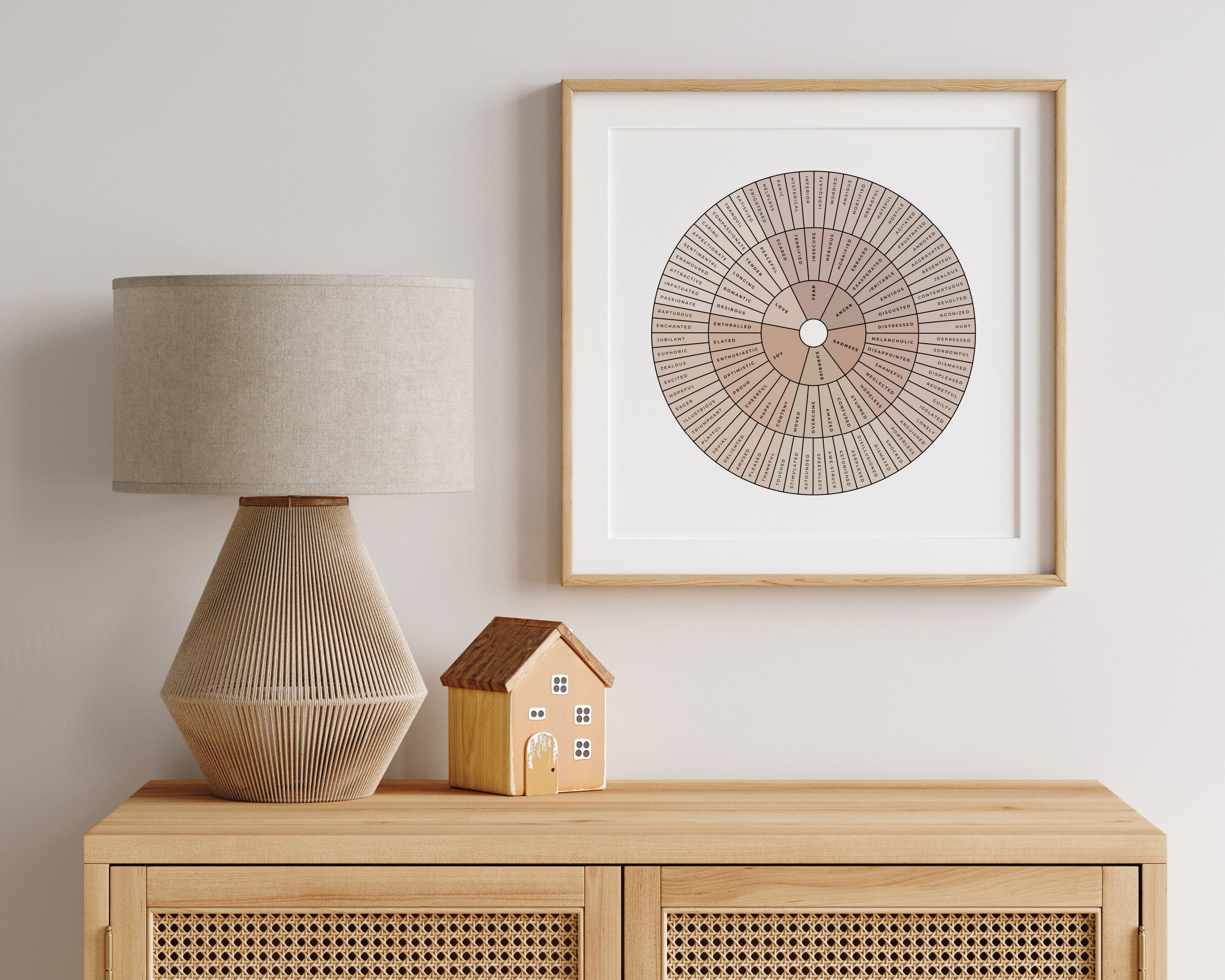 Feelings Wheel / Emotion Wheel Neutral Beige & Black on White Printable ...