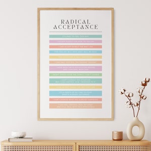 Radical Acceptance DBT Poster Pastel Rainbow Printable Aid for ...