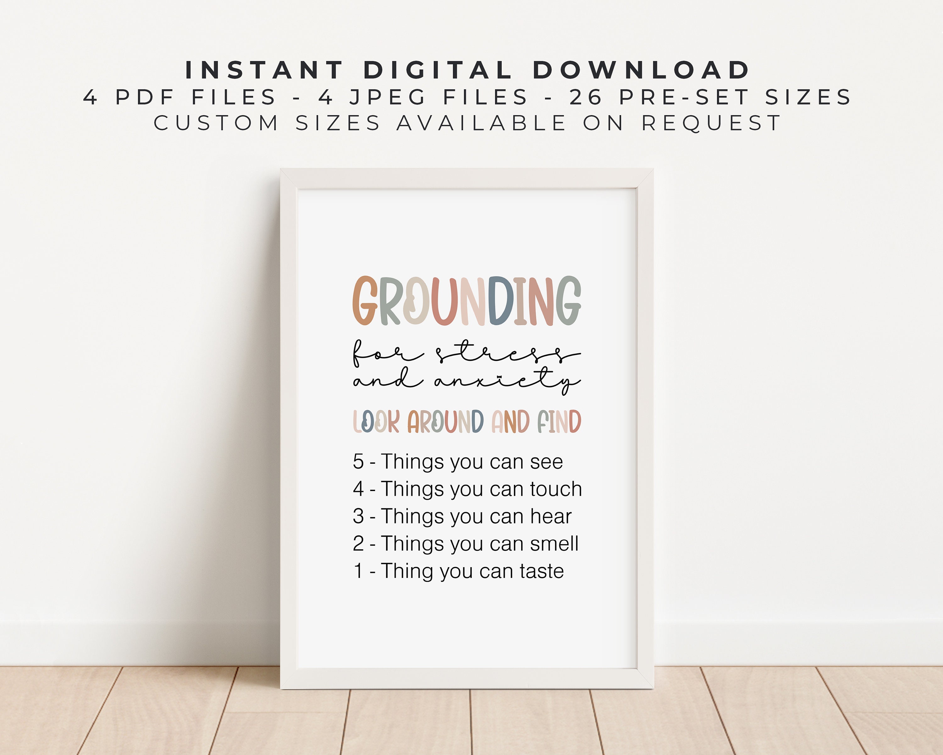 Grounding Technique Earthy Printable Mindfulness Poster - Etsy