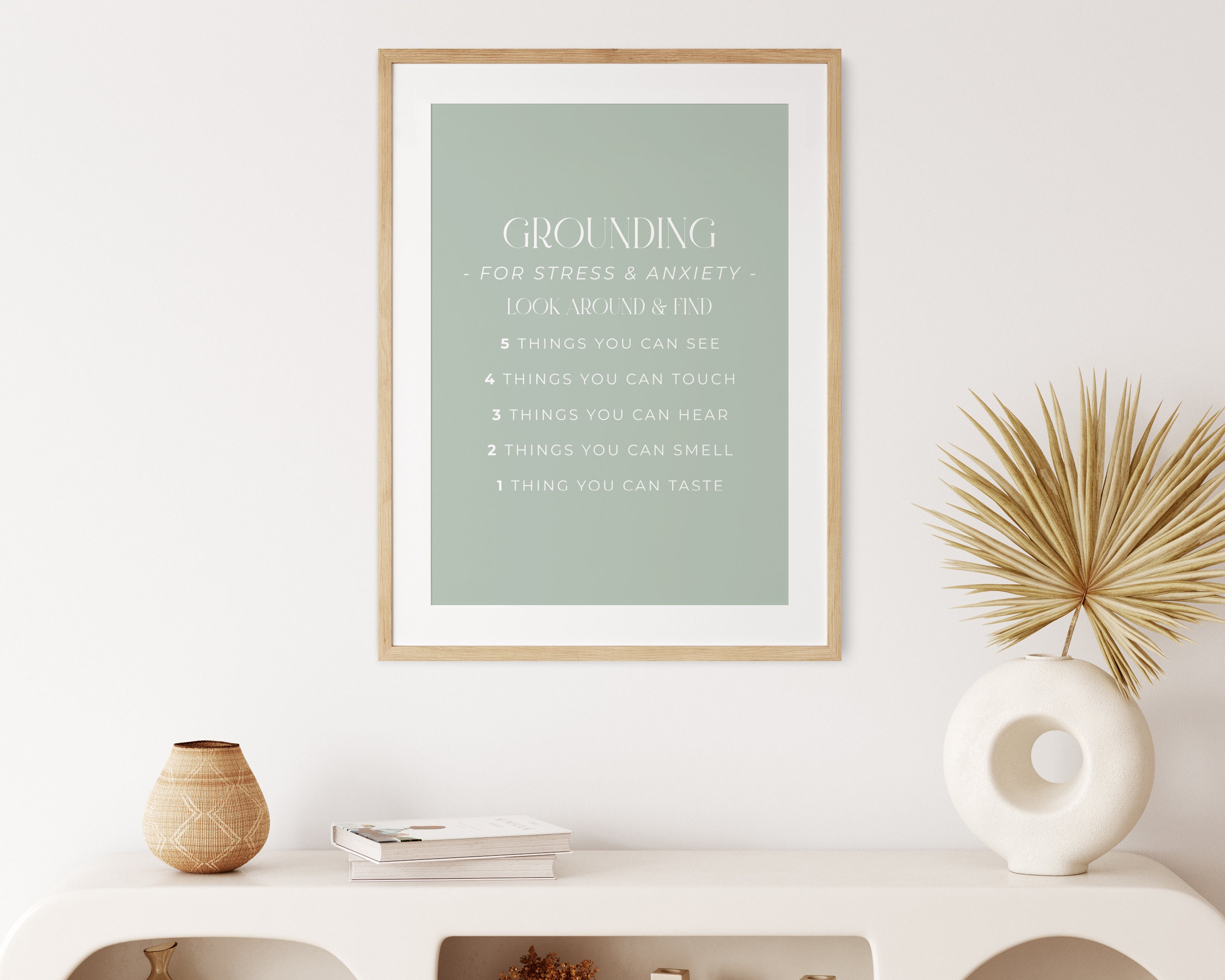 Grounding Technique Mist Green Printable Mindfulness Poster for Coping ...