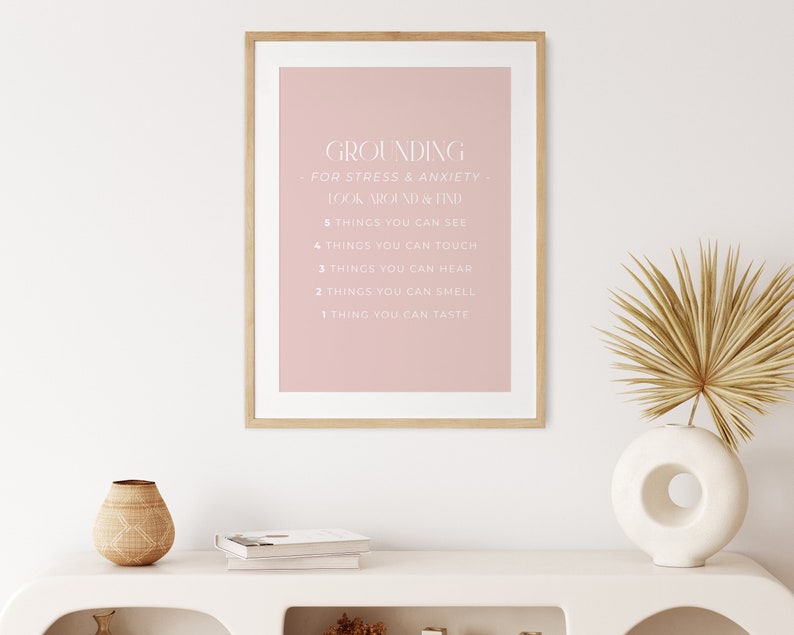 Grounding Technique Blush Pink Printable Mindfulness - Etsy