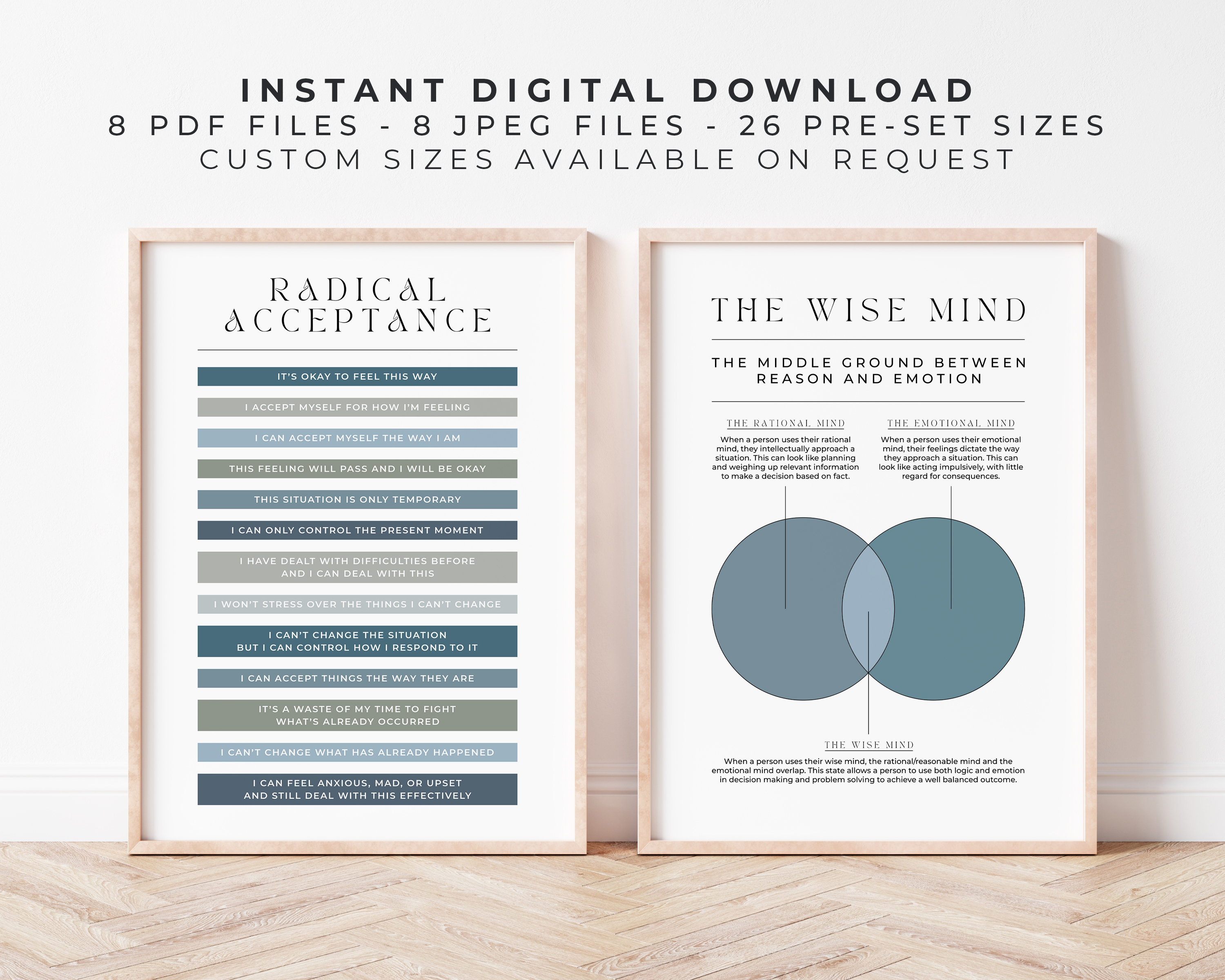 Wise Mind Radical Acceptance DBT Bundle Ocean Blue Printable for ...
