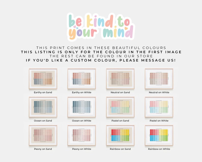 Mood Meter | Pastel + Black on White | Mental Health Poster to Aid ...