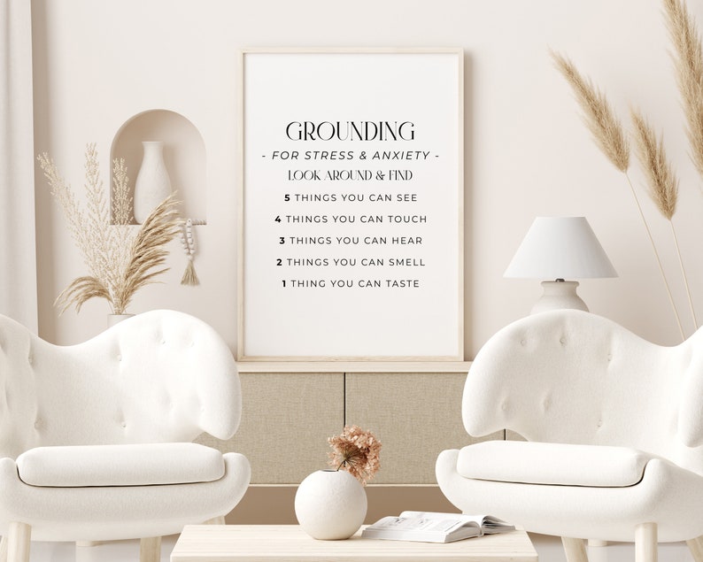 Grounding Technique White Printable Mindfulness Poster for - Etsy