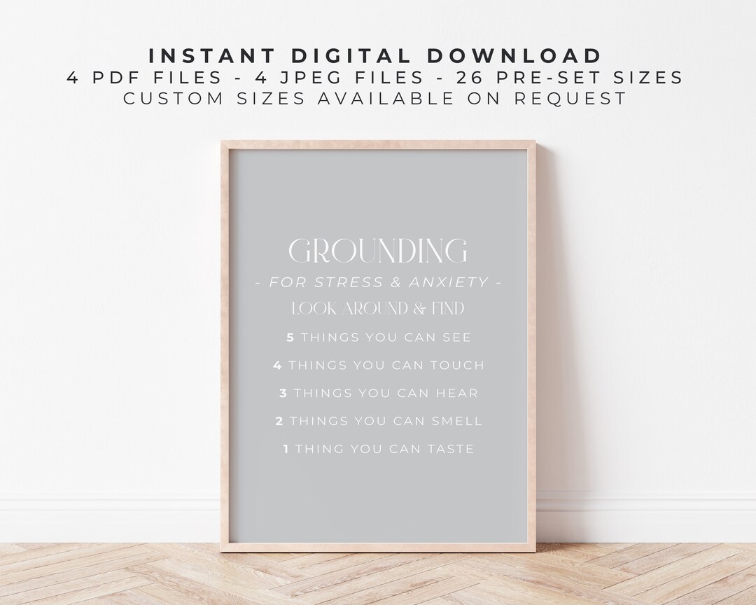 Buy Grounding Technique Stone Grey Printable Mindfulness Poster for ...