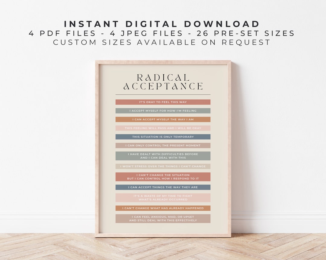 Radical Acceptance DBT Poster | Earthy | Printable Aid for Dialectical ...