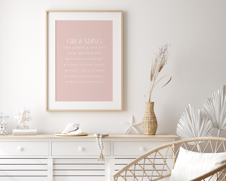 Grounding Technique Blush Pink Printable Mindfulness - Etsy