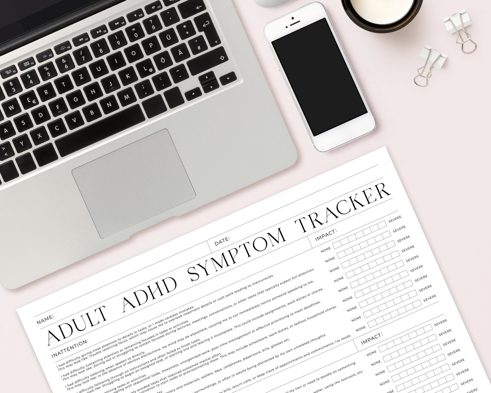 Adult ADHD Symptom Tracker Printable | Planner to Track Daily Impact to ...