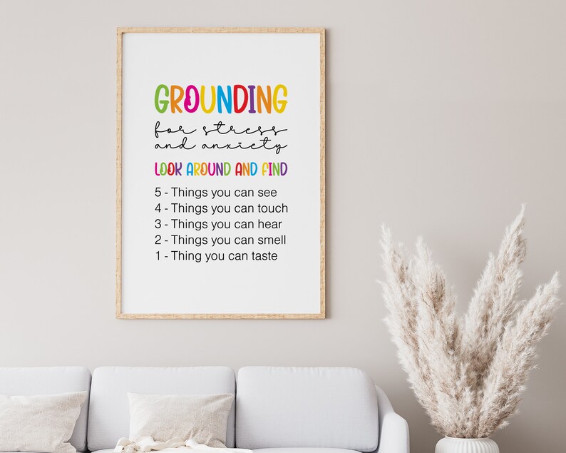 Grounding Technique Rainbow Printable Mindfulness Poster for Coping ...