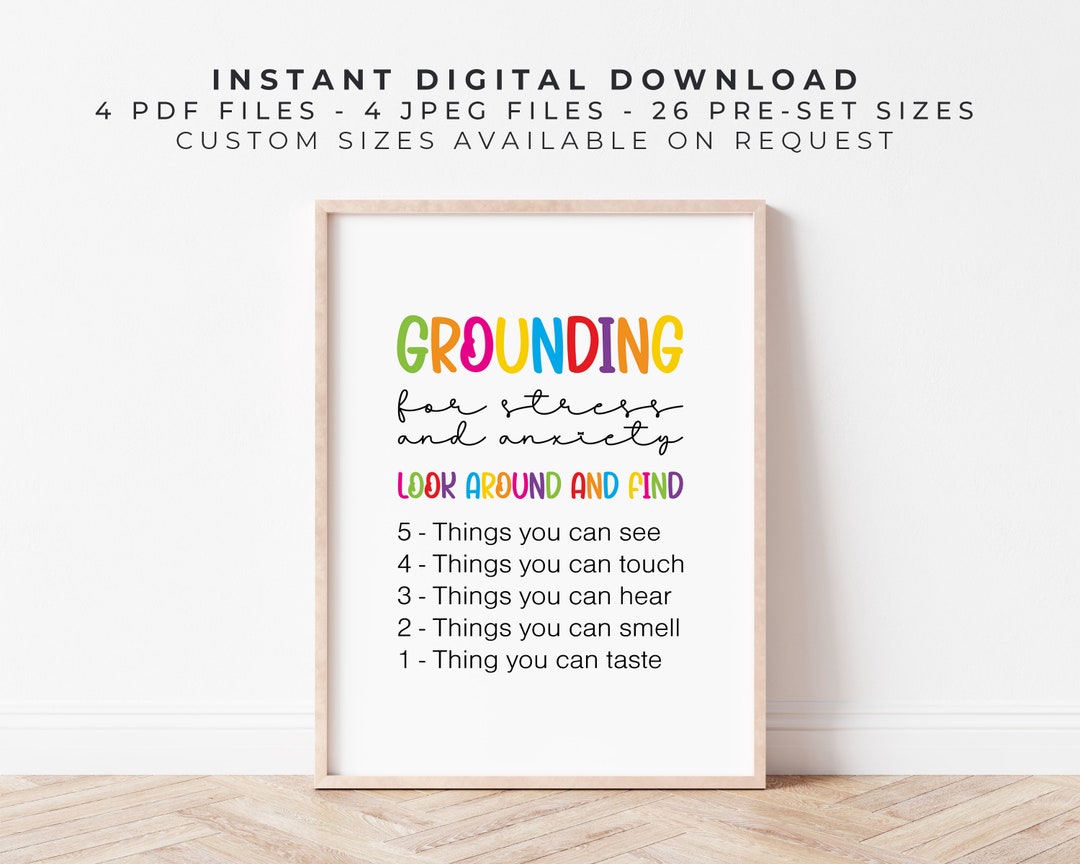 Grounding Technique Rainbow Printable Mindfulness Poster for Coping ...