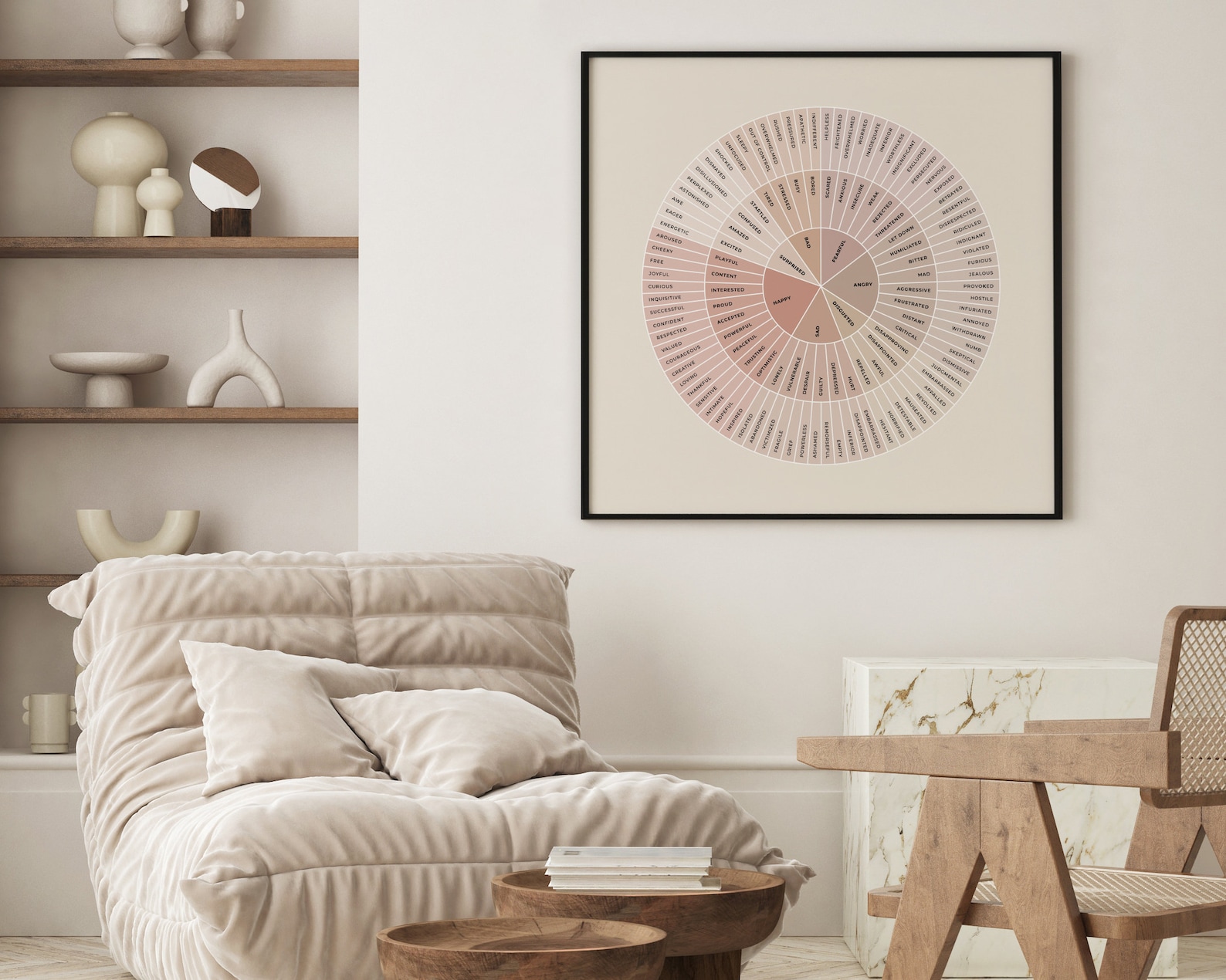 Feelings Wheel / Emotion Wheel | Neutral & Monochrome on Sand ...