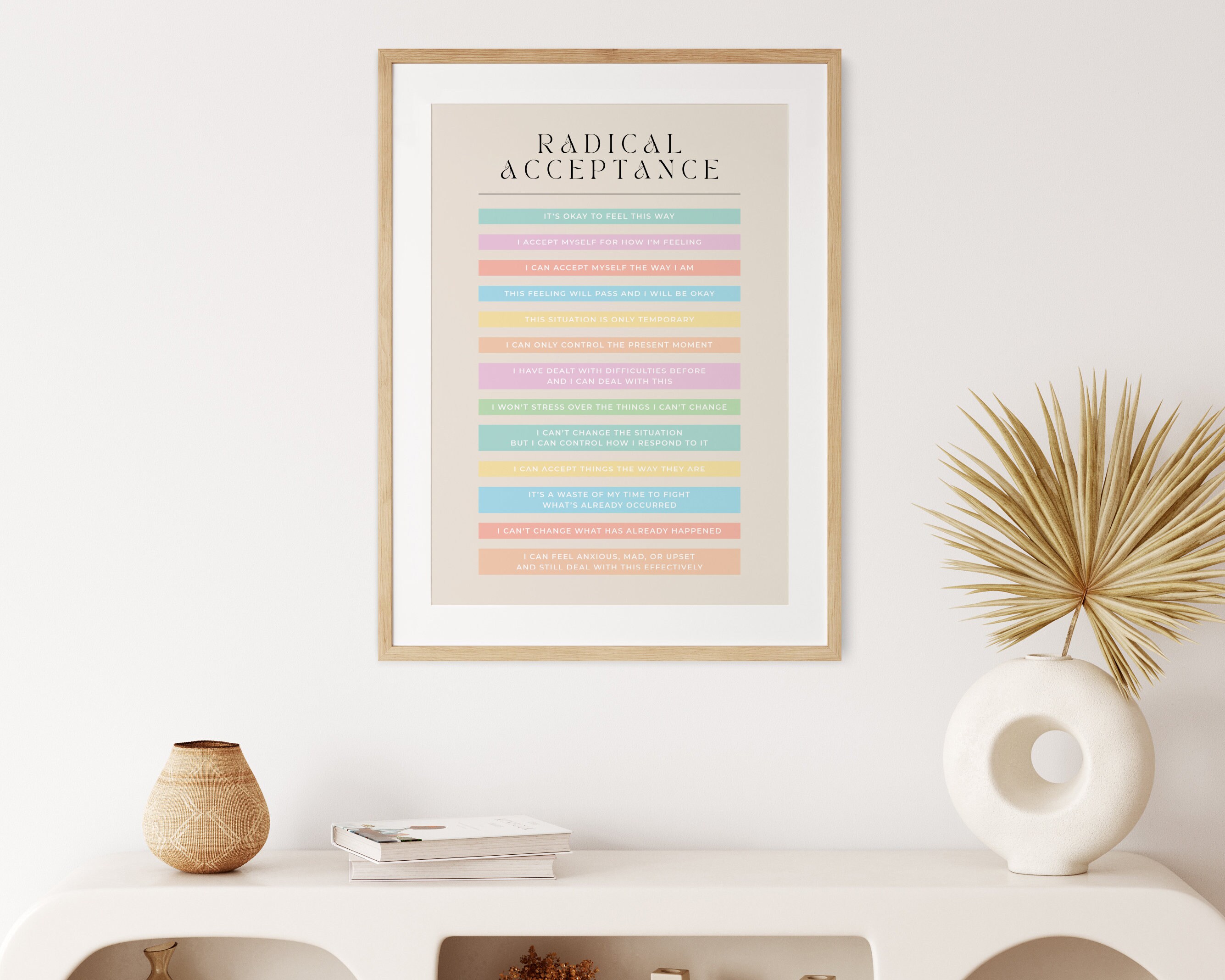 Radical Acceptance DBT Poster Pastel Rainbow Printable Aid for ...