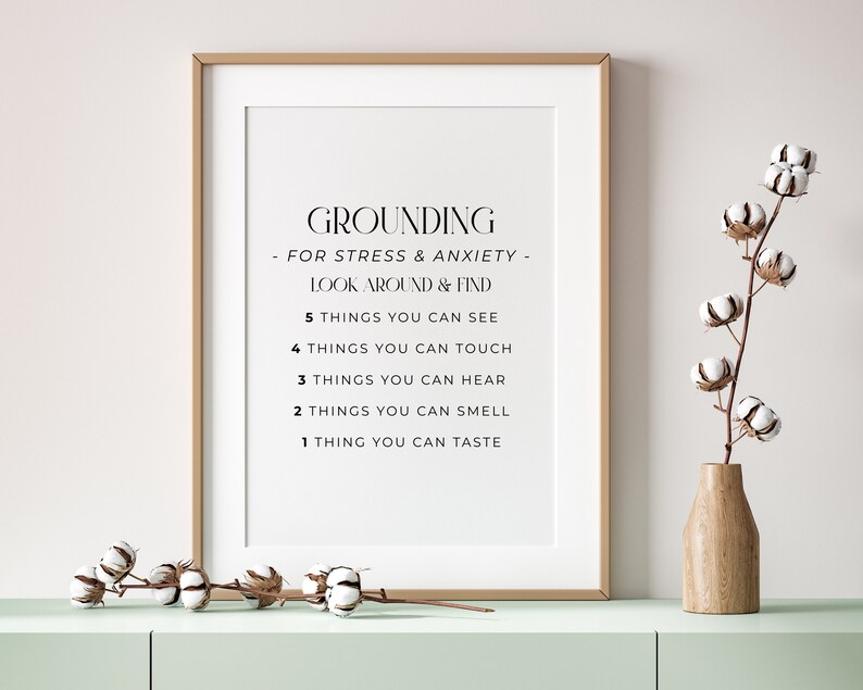 Grounding Technique White Printable Mindfulness Poster for - Etsy