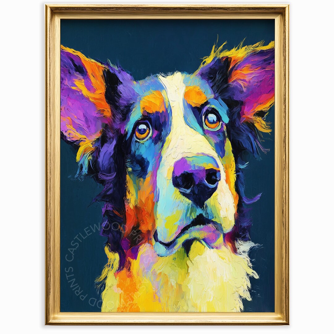 Colorful Dog Portrait Art – Playful Pet Painting (digital Download) - Etsy
