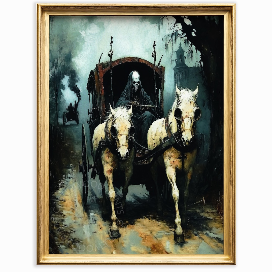 Gothic Victorian Carriage With Grim Reaper, Dark Fantasy Art (digital ...