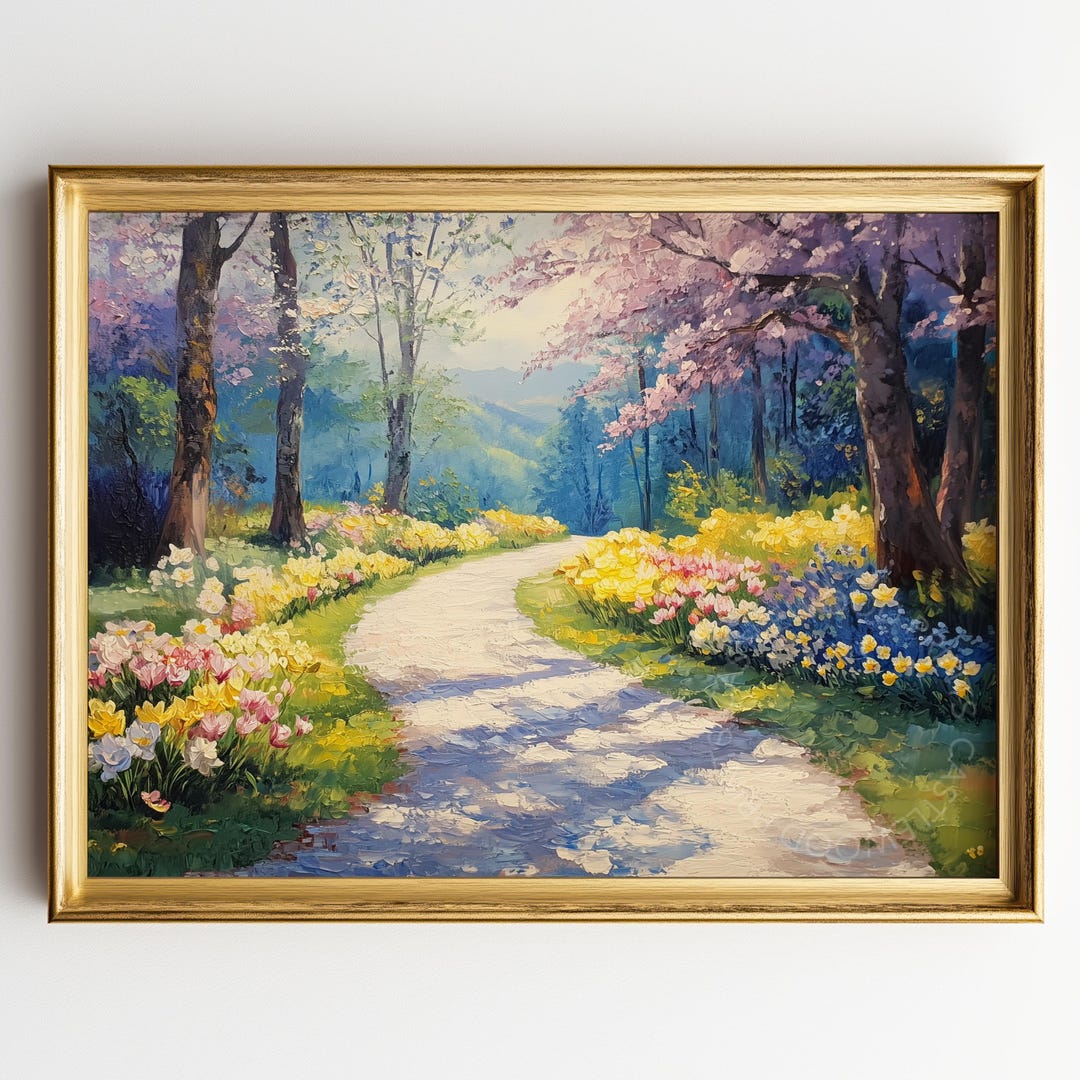 Spring Garden Path Painting – Rustic Cottagecore Landscape (printable ...