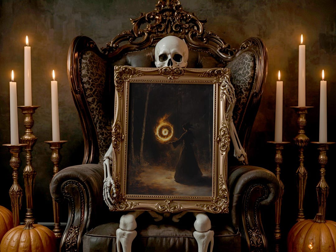 Gothic Witch Halloween Art Print – Conjuring Flames (digital Download ...