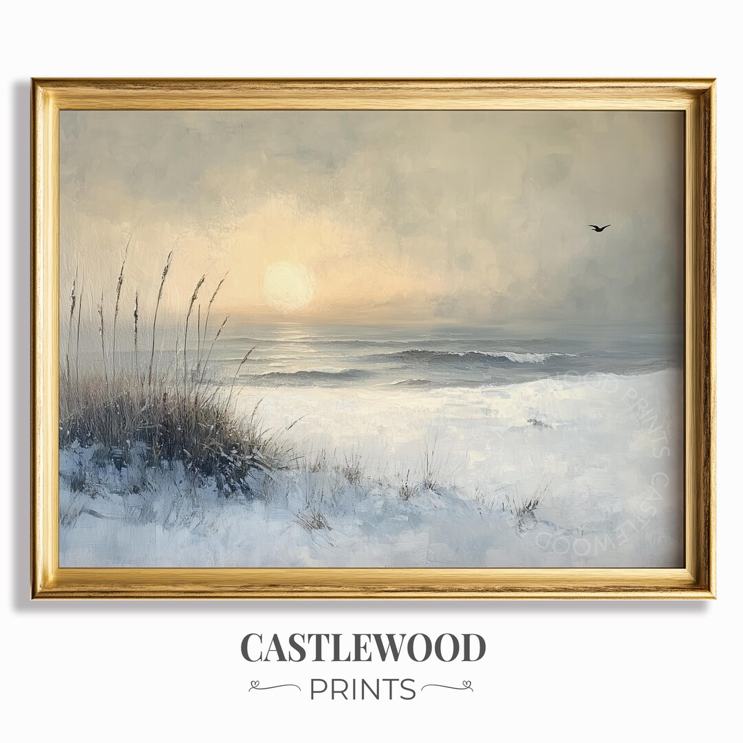 Serene Winter Dawn Landscape - Printable Frosted Field Art, Moody ...