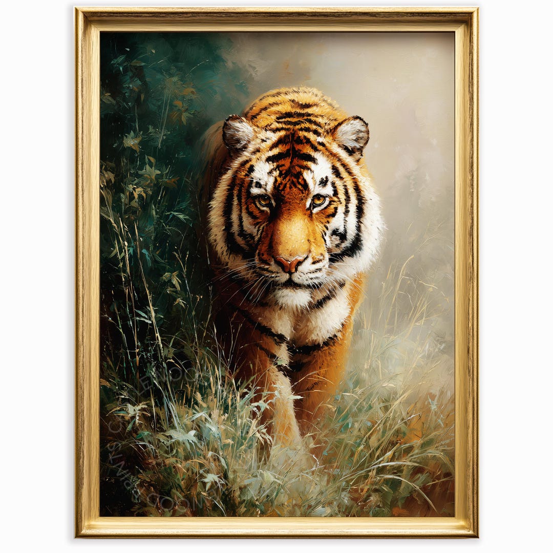 Bengal Tiger Oil Painting – Wildlife Jungle Art Print (digital Download ...