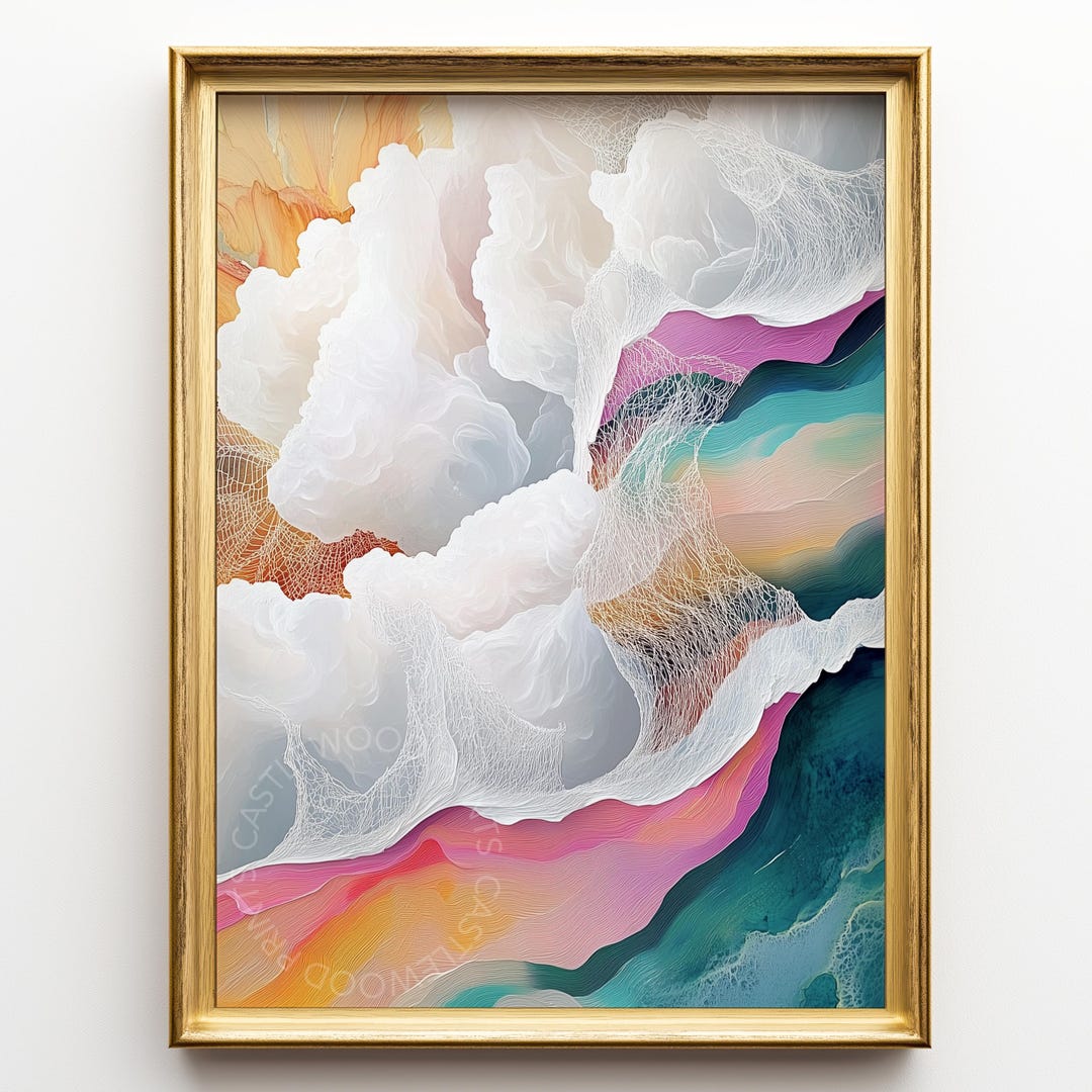 Abstract Cloudscape Art - Printable Colorful Sky Painting, Dreamy Wall ...