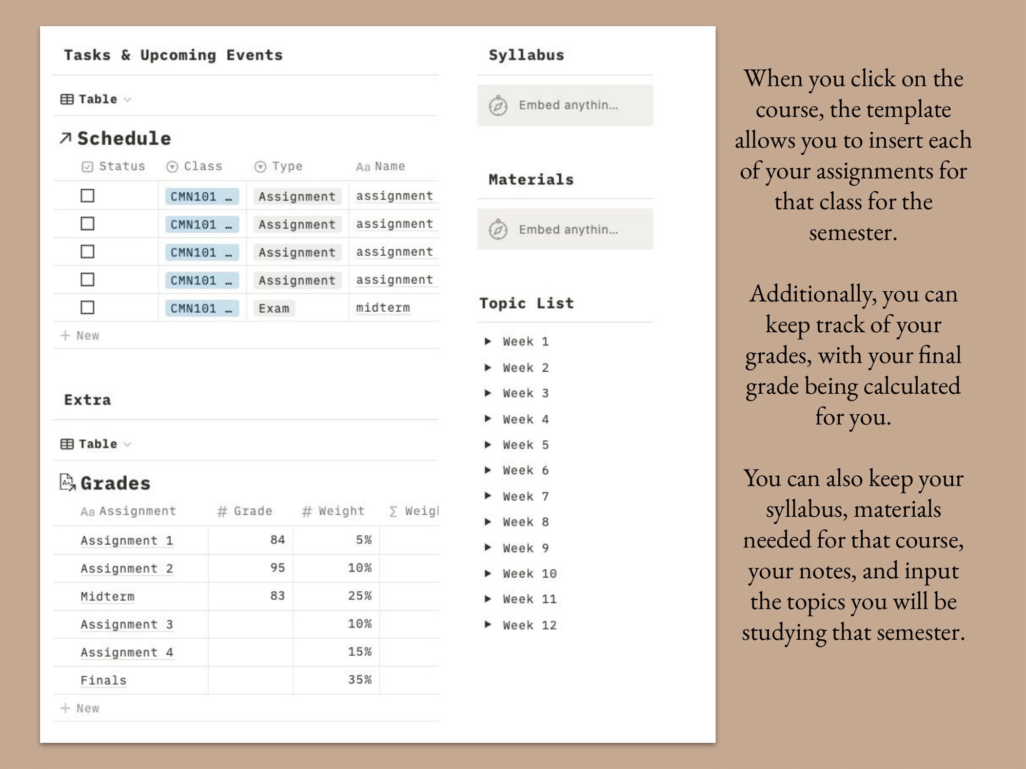 The Perfect Student Hub | Notion Template, Student Planner, Student ...