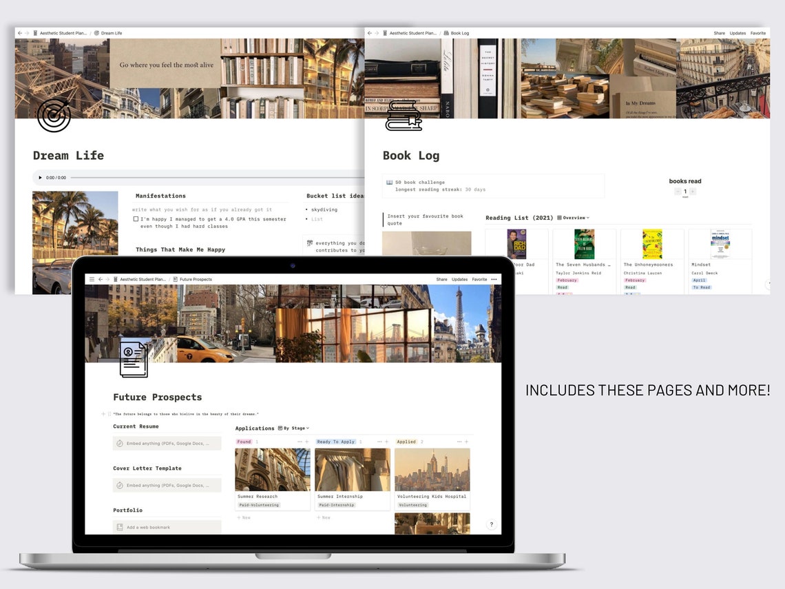 Aesthetic Notion Student Planner Notion Template Assignment - Etsy