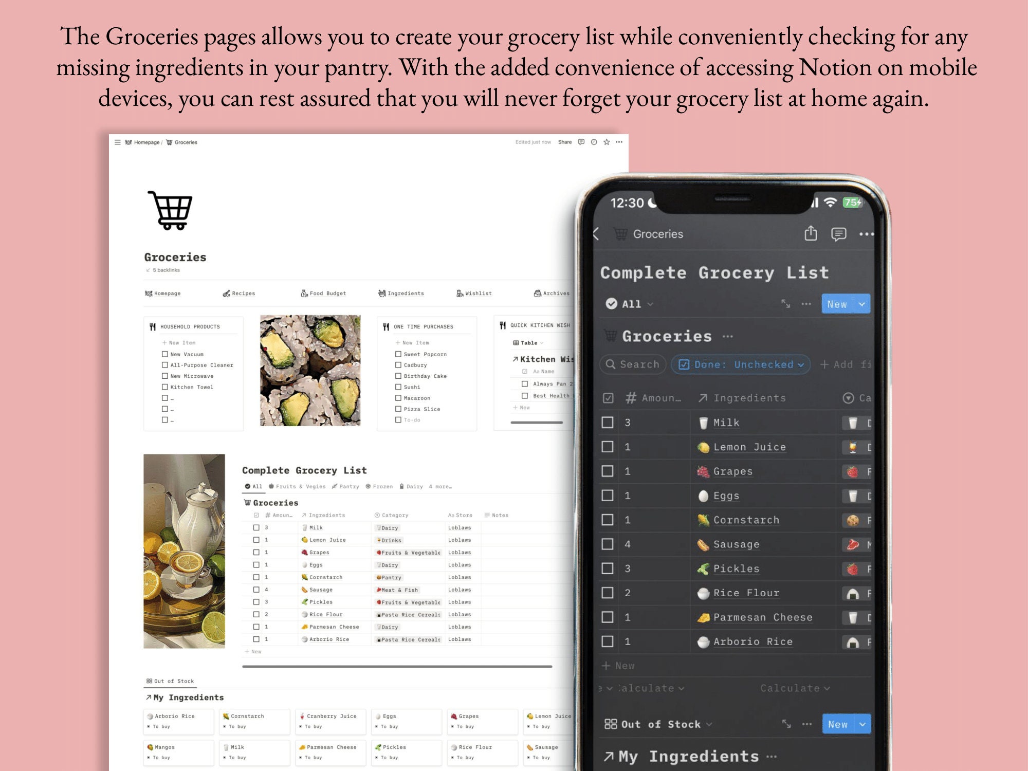 All-in-one Notion Meal Planner | Notion Template, Food Journal, Grocery ...