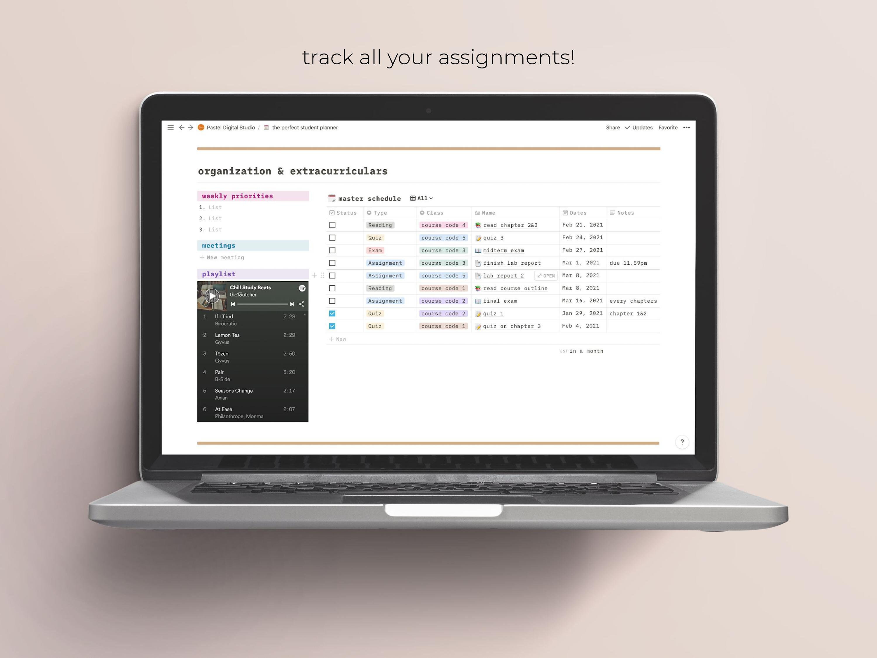 Digital Student Notion Planner Academic Notion Template - Etsy