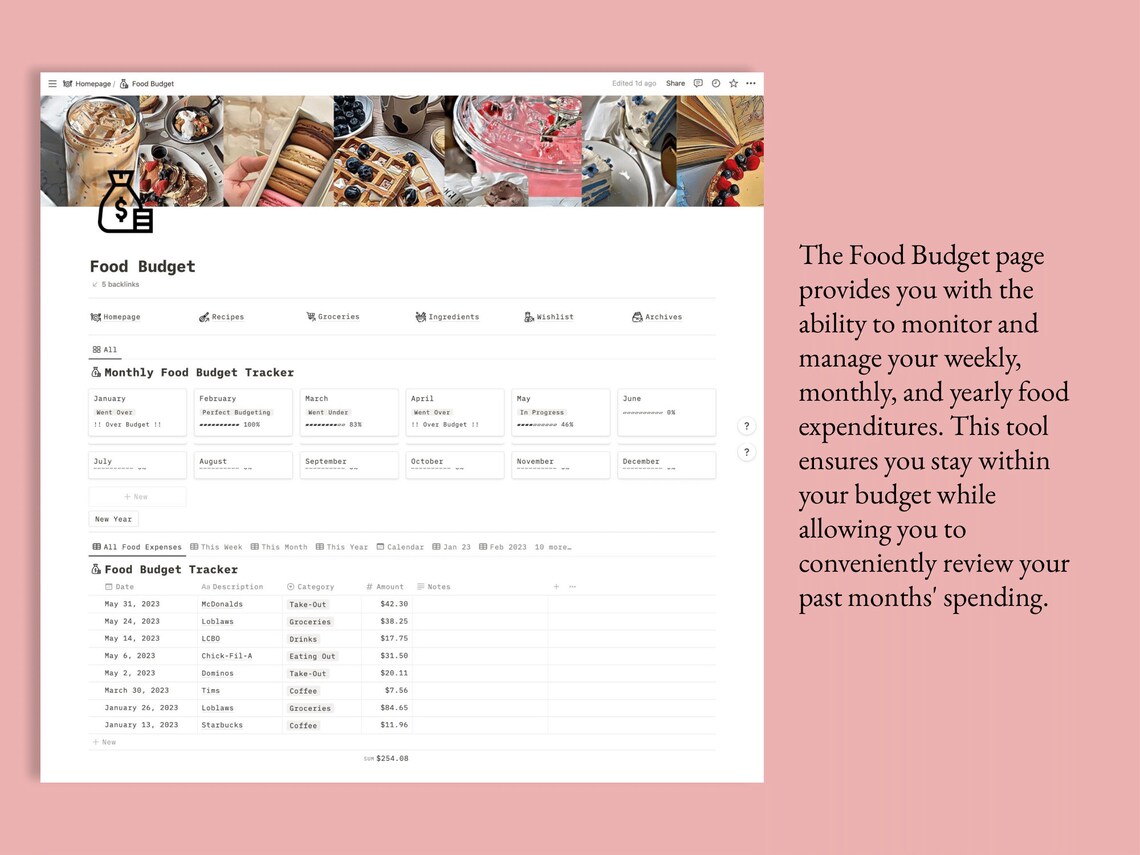 All-in-one Notion Meal Planner | Notion Template, Food Journal, Grocery ...