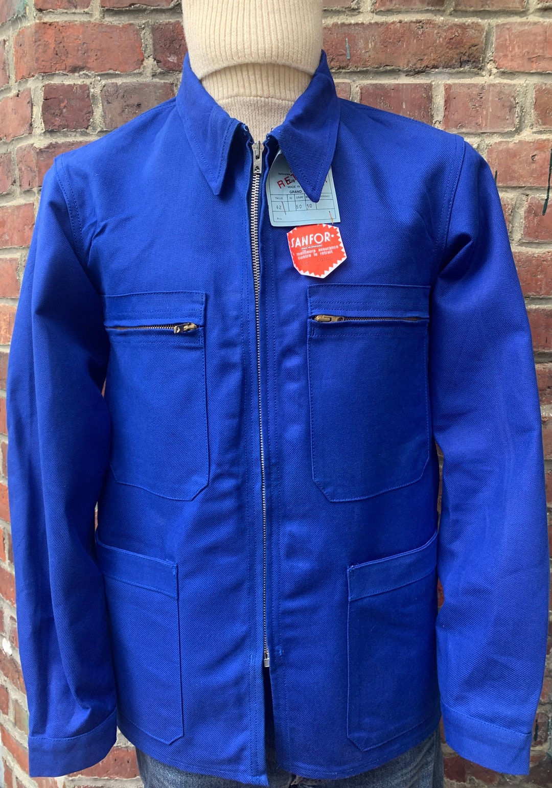 Authentic French Vintage Chore Coat Rare Model With Zip 1960s Deadstock ...